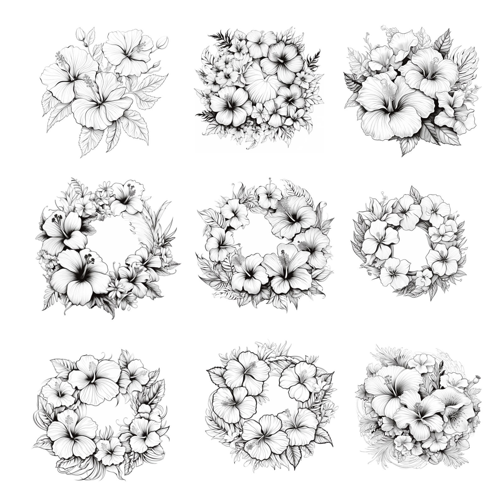 Procreate Hibiscus Flower Stamps 100 Hibiscus Flower Procreate Brushes ...