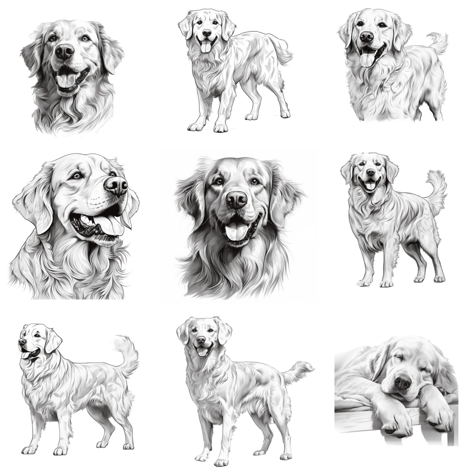 Procreate Golden Retriever Dog Animals Stamps | 100+ Dogs Procreate ...