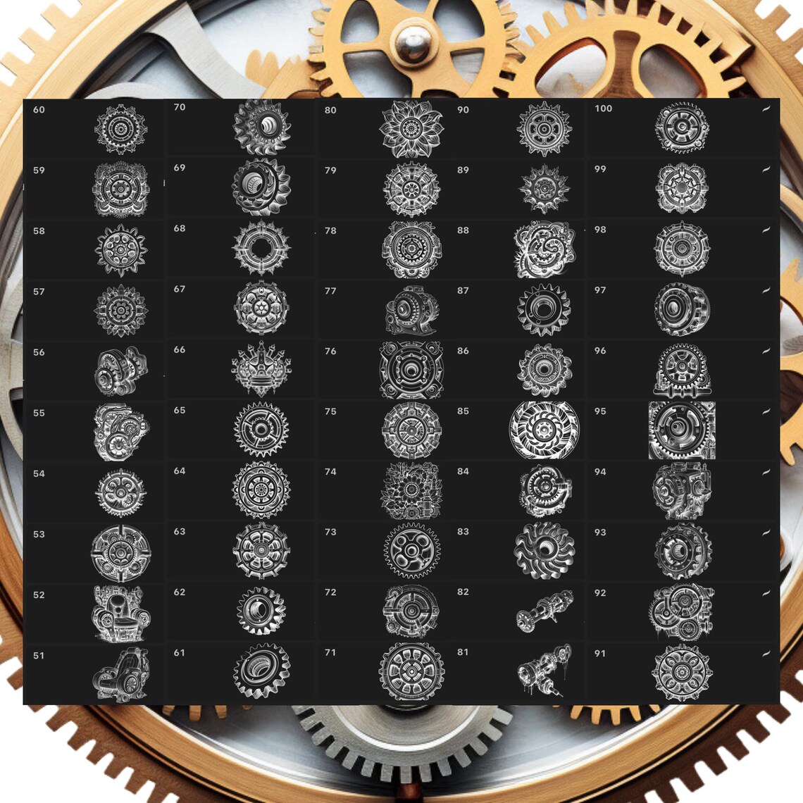 Procreate Mechanical Gear Stamps | 100+ Mechanical Gear Procreate ...