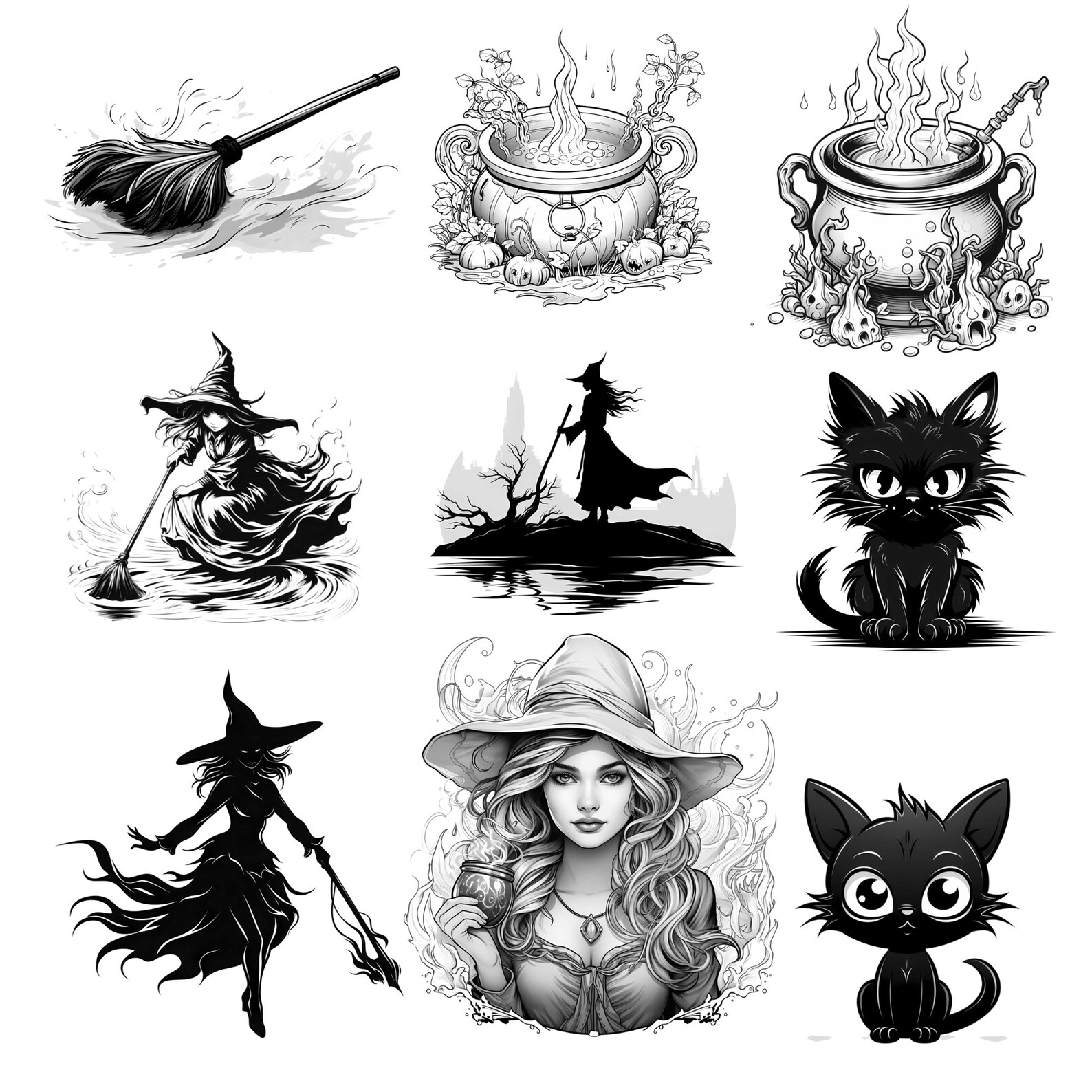 Procreate Witches Theme Stamps | 100+ Spooky Elements Procreate Brushes ...