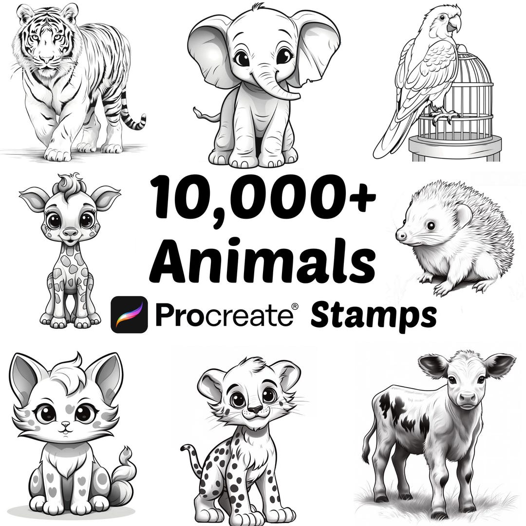 Procreate Animal Bundle Stamps | 10,000+ Animals Procreate Brushes ...