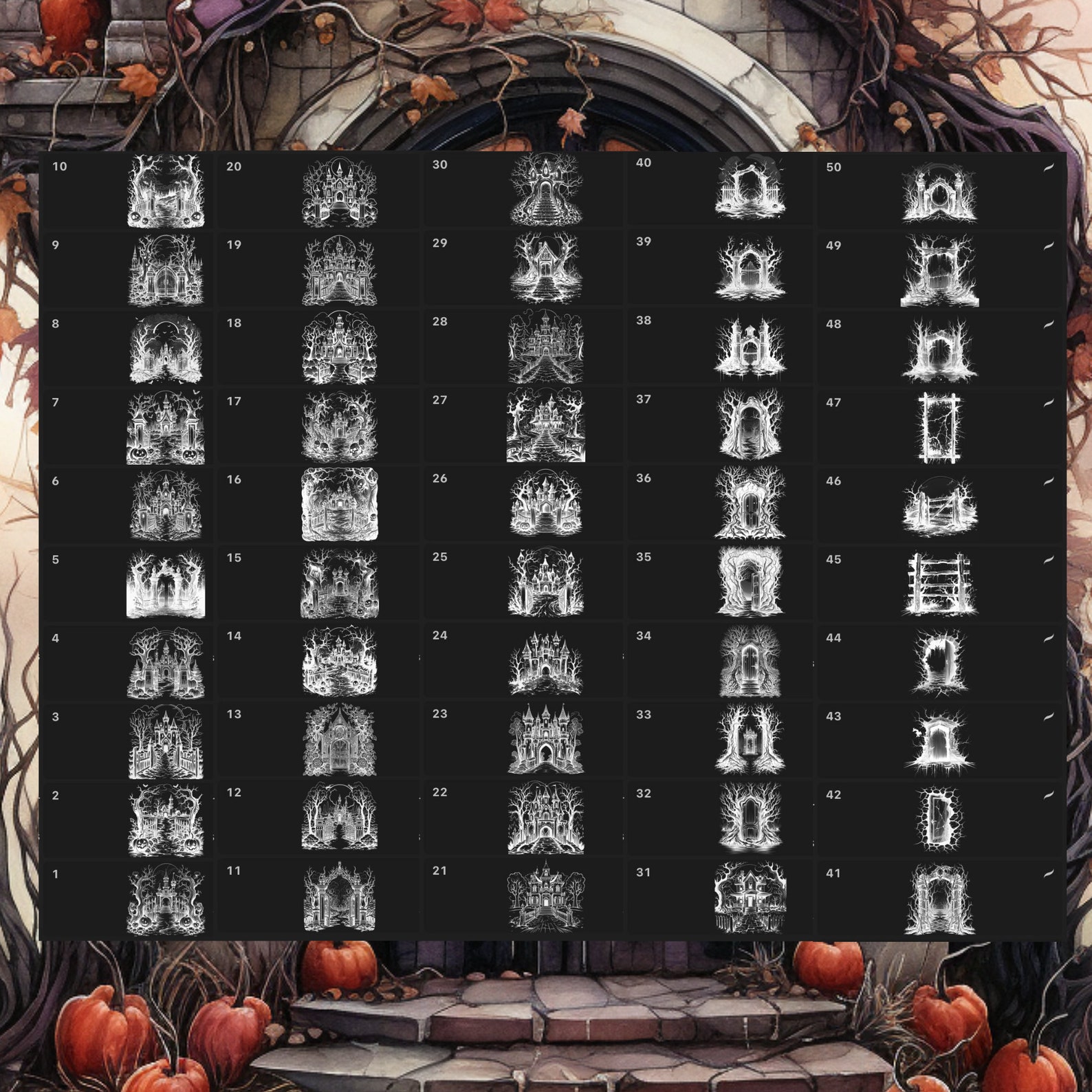 Procreate Spooky Doors Stamps | 100+ Haunted Doors Procreate Brushes ...