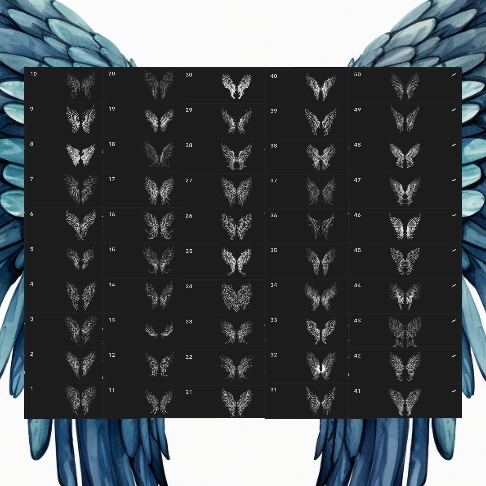 Procreate Angel Wings Stamps 100 Angel Wings Procreate Brushes Object ...