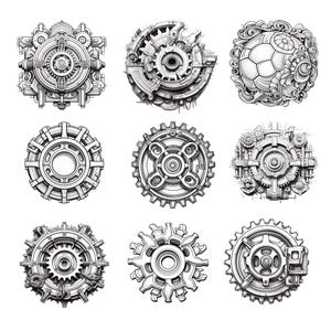 Procreate Mechanical Gear Stamps | 100+ Mechanical Gear Procreate ...