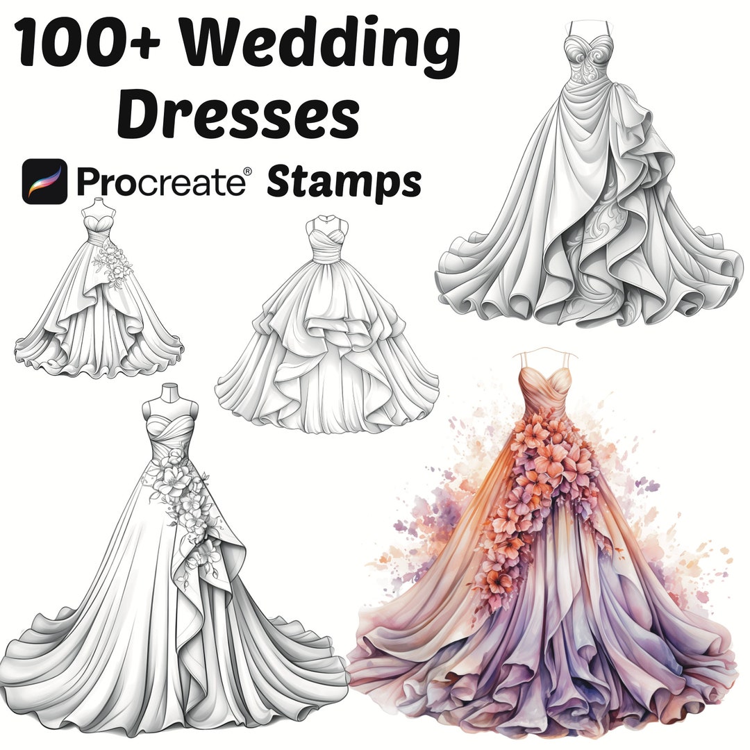 Procreate Bridal Dresses Stamps | 100+ Wedding Dresses Procreate ...