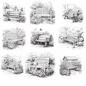 Procreate Garden Benches Stamps | 100+ Procreate Seats Brushes | Garden ...