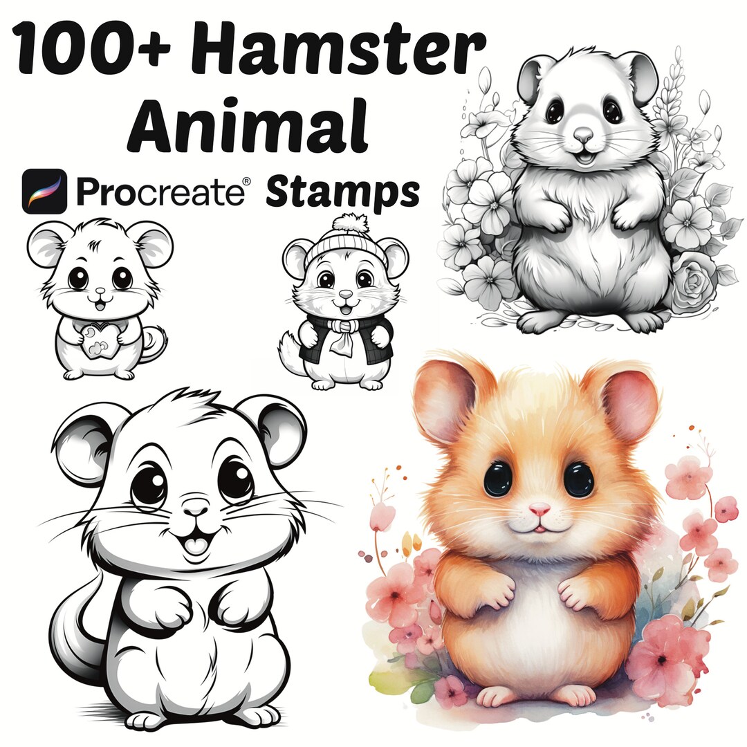 Procreate Animals Stamps | 100+ Cute Hamster Procreate Brushes ...