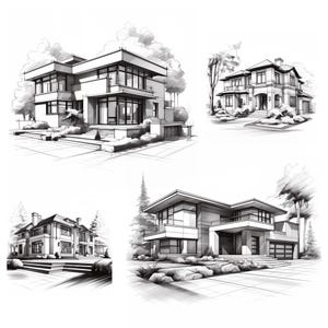 Procreate Modern Houses Stamps | 100+ Modern Homes Procreate Brushes ...