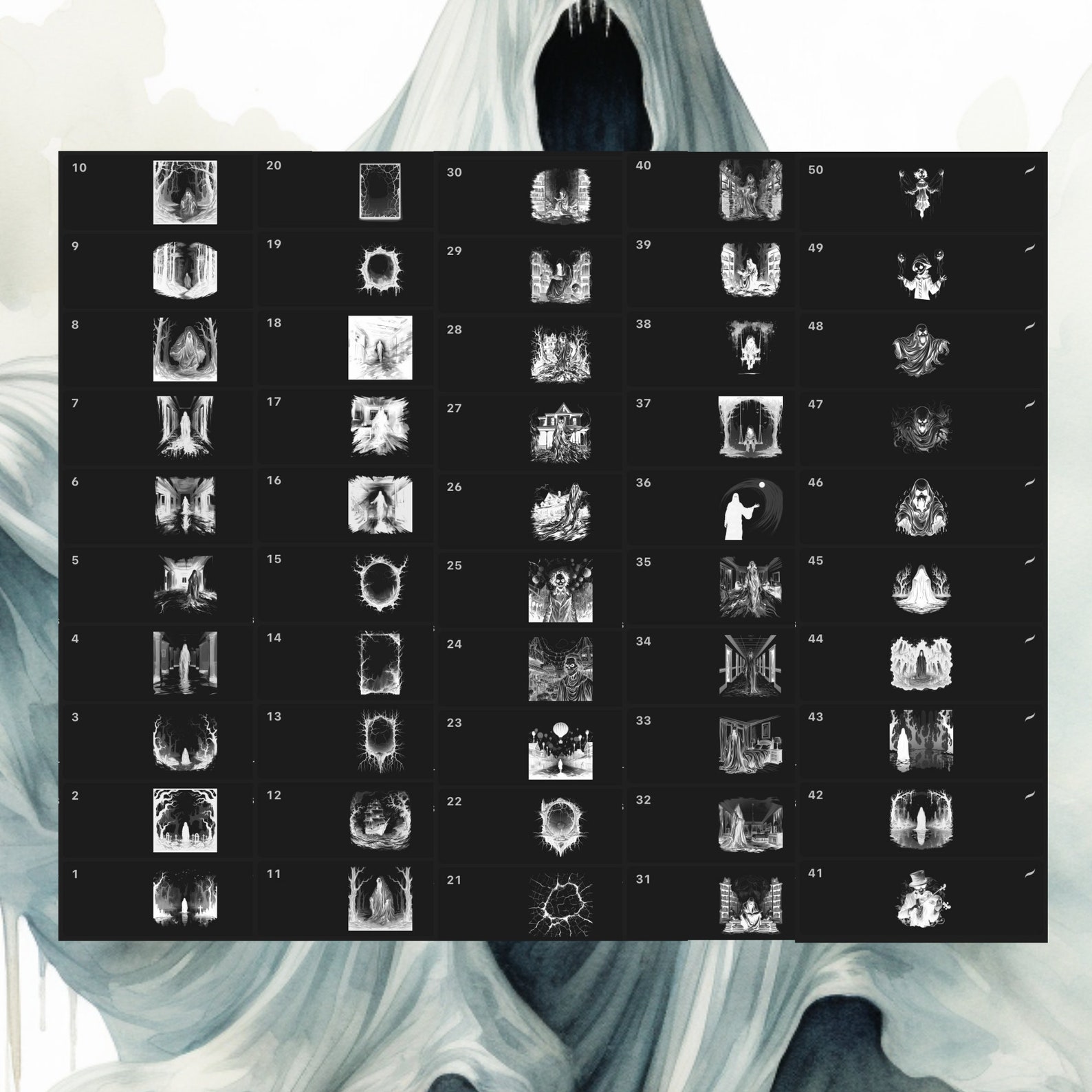 Procreate Horror Ghost Stamps | 100+ Scary Ghost Procreate Brushes ...