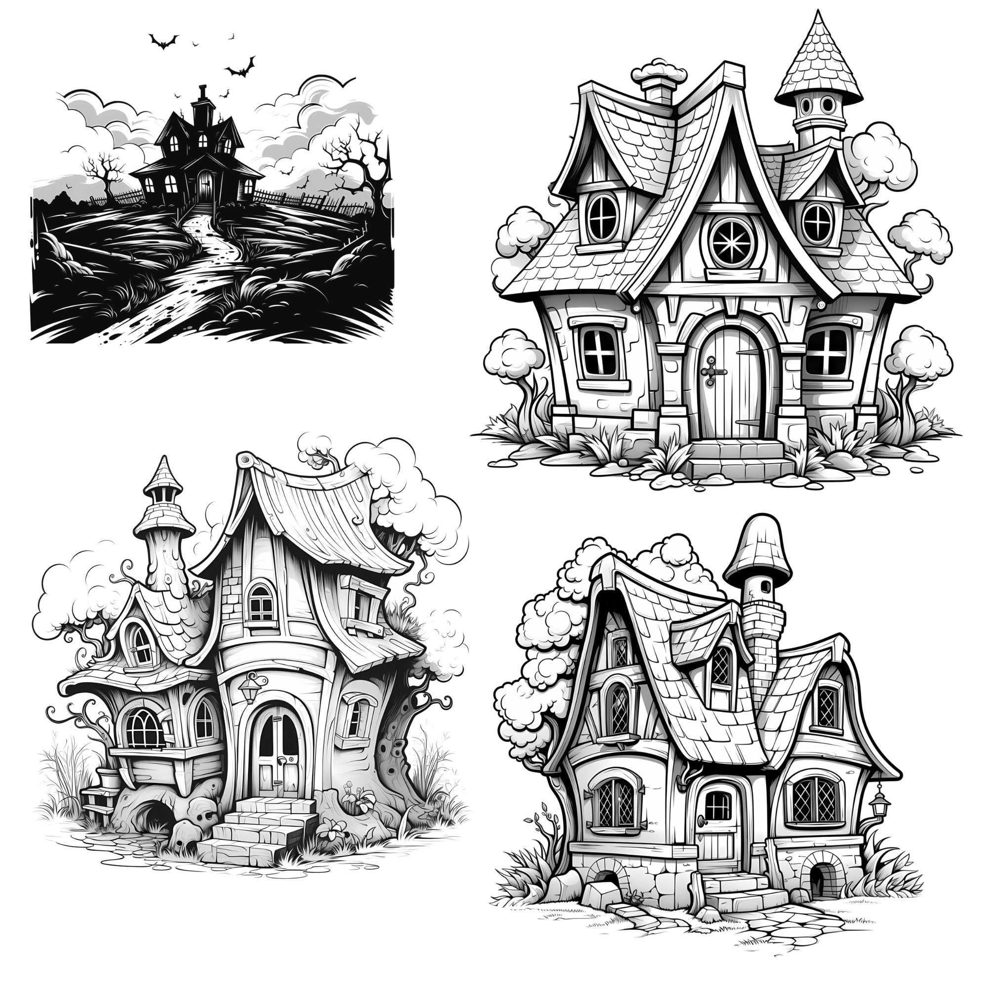 Procreate Spooky Houses Stamps | 100+ Haunted Houses Procreate Brushes ...