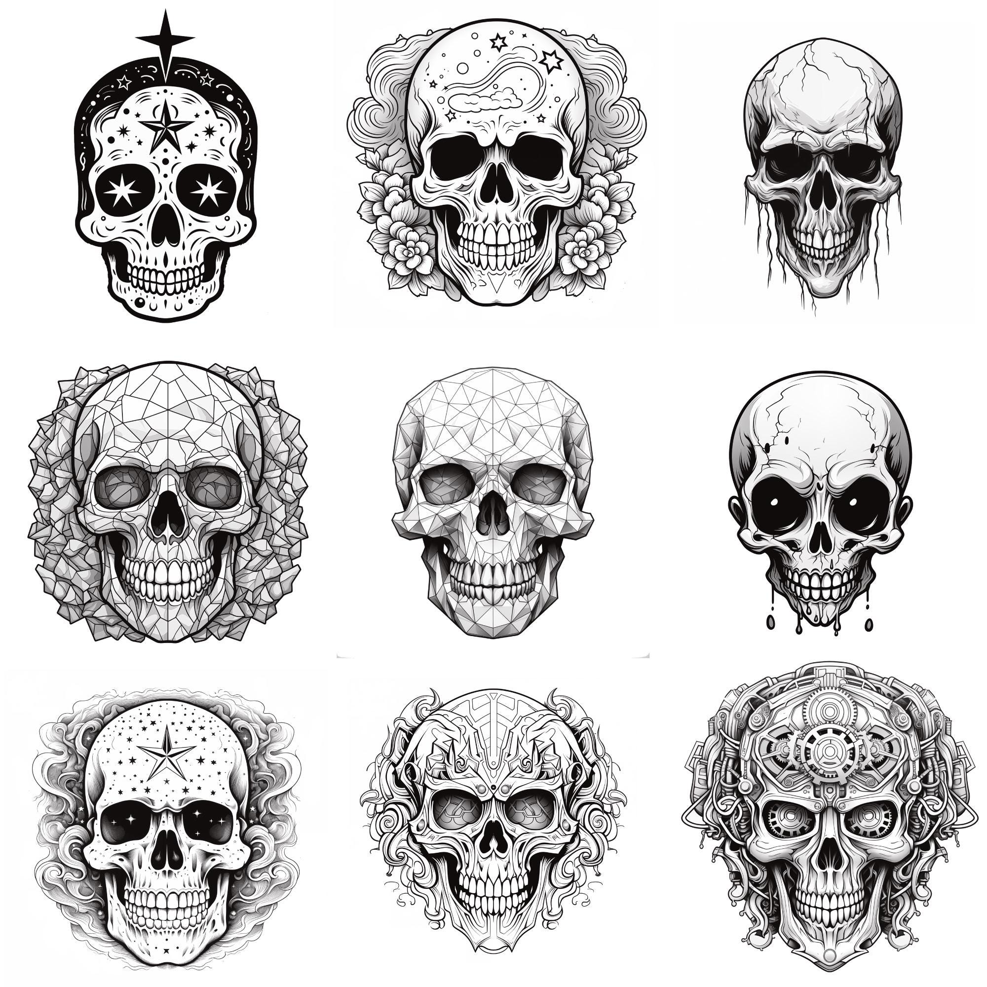 Procreate Skull Stamps | 100+ Scary Skull Procreate Brushes | Halloween ...