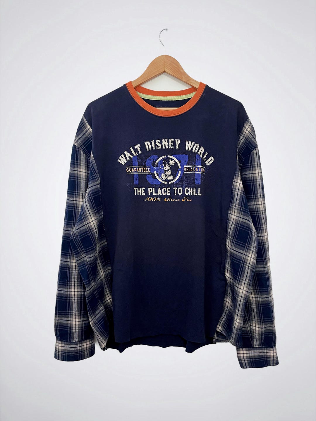 Handmade Disney Plaid Flannel Long Sleeve Button Down Top - 100% Cotton ...
