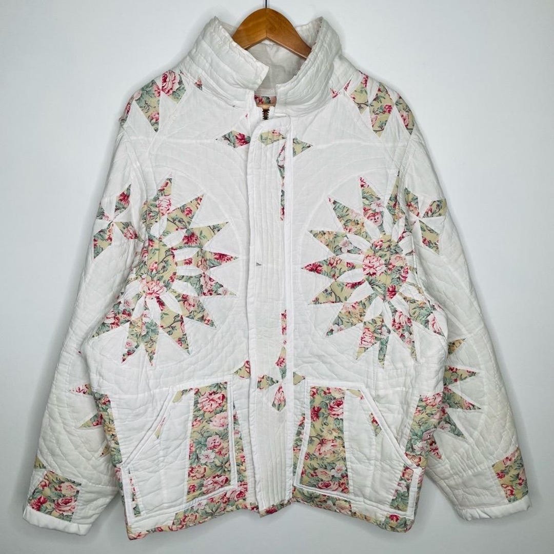 Star Quilt Vintage Handmade Reworked Upcycled Blanket Zip up Unique ...