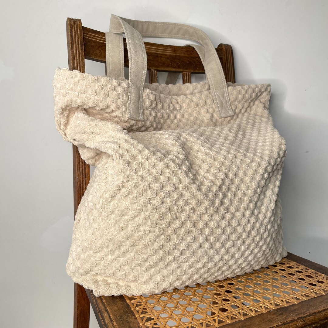Terry Textured Creamy Oversized Slouchy Maxi Tote Bag - Etsy