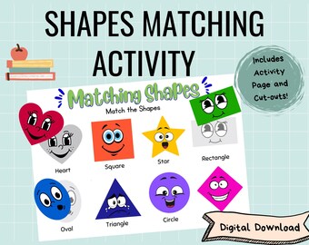 Shapes Matching Activity Printable Pdf Page, Toddler, Preschool ...