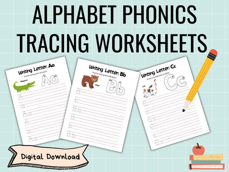 ABC Phonics Letter Tracing Worksheets, Preschool Kindergarten ...