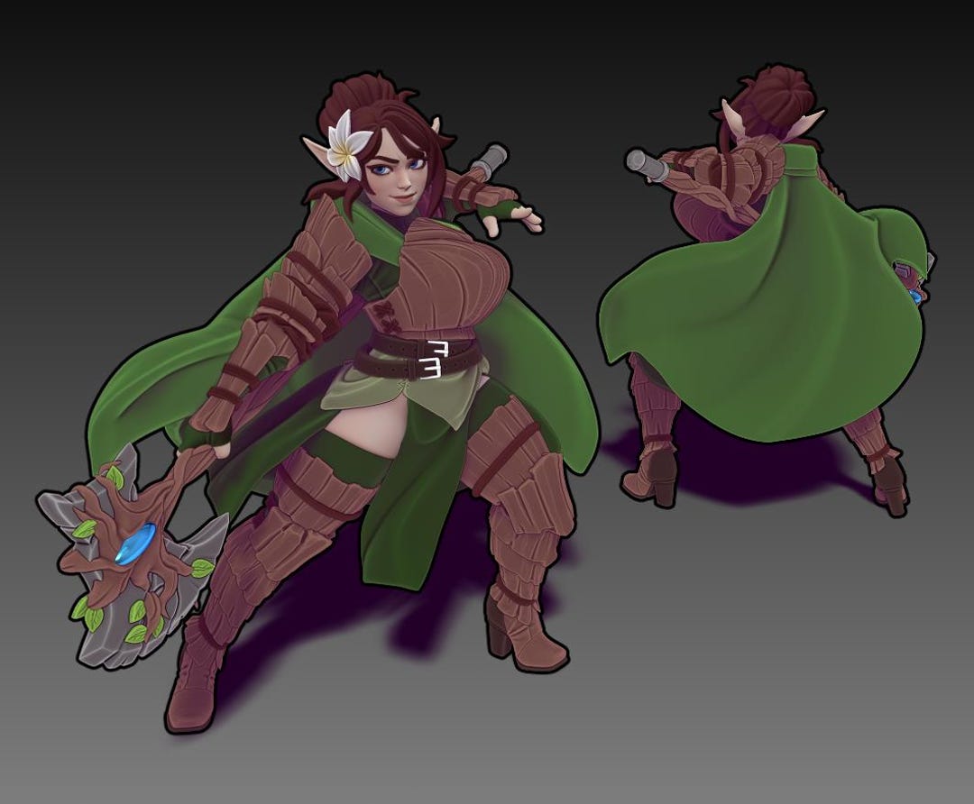 Dnd Miniature 32/75mm Nora Elven Defender by Twin Goddess Miniatures - Etsy