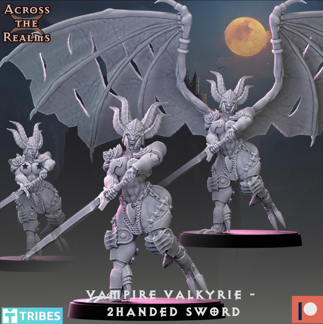 32/28mm Dnd Miniature Vampire Valkyrie With Great Sword by Across the ...