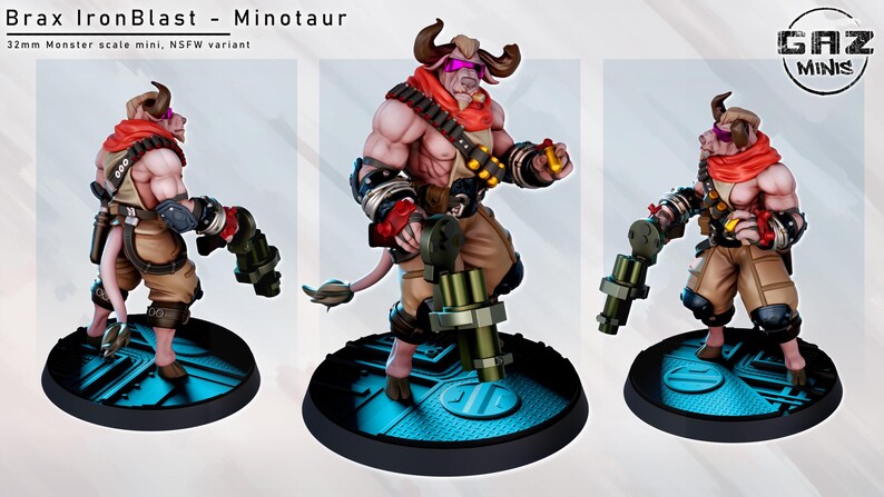 Dnd Miniature 32/75mm Minotaur Brute Brax Ironblast by Gaz Minis - Etsy
