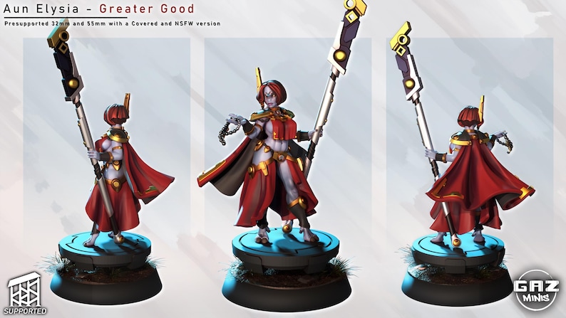 Dnd Miniature 32/55mm Aun Elysia Greater Good Commander by Gaz Minis - Etsy