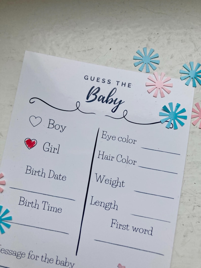 Baby Predictions Card for Gender Reveal or Baby Shower - Etsy