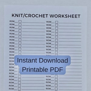Knitting & Crochet Row Tracker, Pattern Worksheet, Downloadable PDF - Etsy