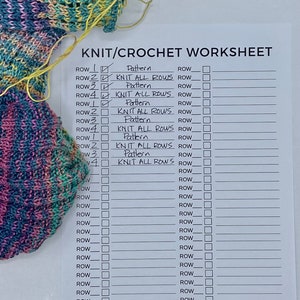 Knitting & Crochet Row Tracker, Pattern Worksheet, Downloadable PDF - Etsy
