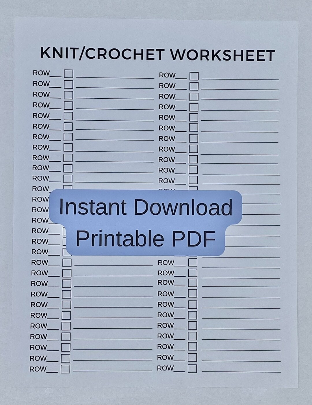 Knitting & Crochet Row Tracker, Pattern Worksheet, Downloadable PDF - Etsy