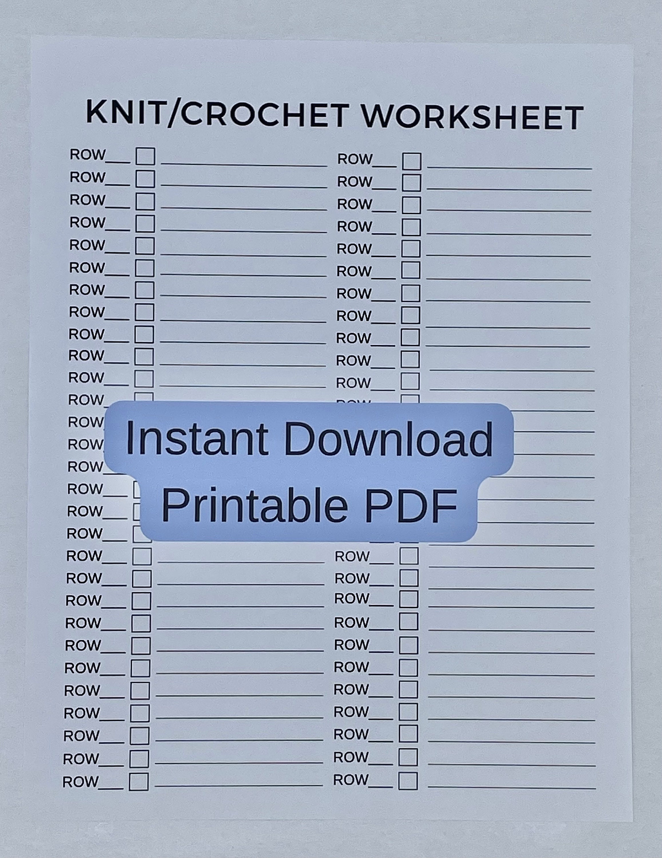 Knitting & Crochet Row Tracker, Pattern Worksheet, Downloadable PDF - Etsy