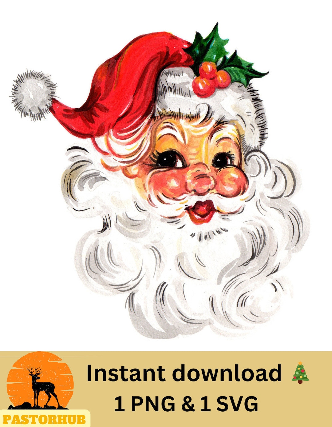 Retro Santa Christmas PNG Sublimation Design Gift, Vintage Christmas ...