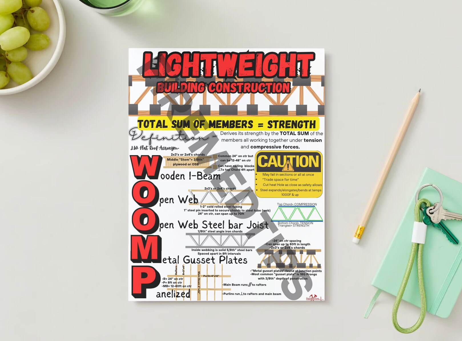 Printable Firefighter Study Card PDF File Building Construction for ...