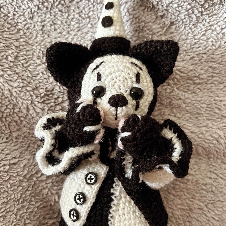 Crochet PATTERN: Onyx the Sad Clown Cat Amigurumi Cat Pattern Instant ...