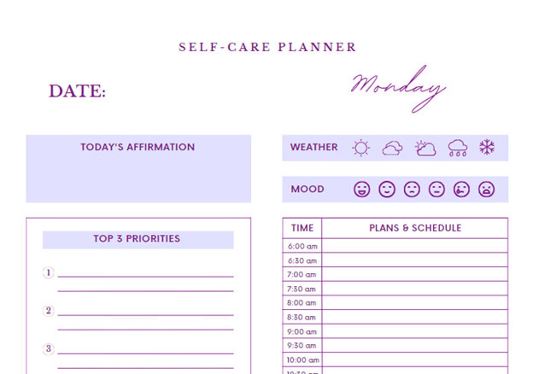 Weekly Self-care Planner Digital Download: Lavender - Etsy