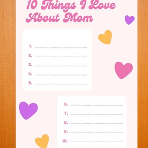 All About Mom Printable, What I Love About Mom Gift - Etsy