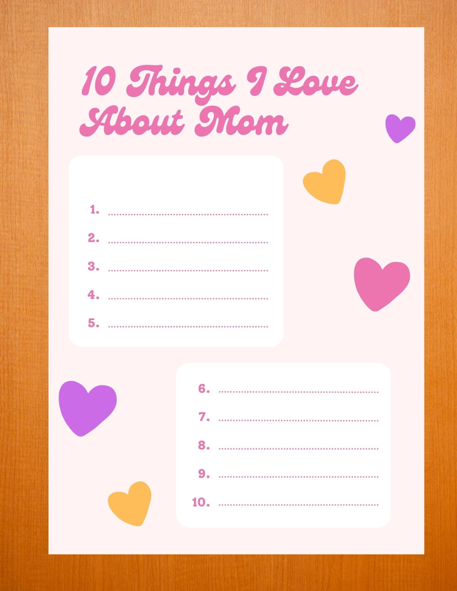 All About Mom Printable, What I Love About Mom Gift - Etsy