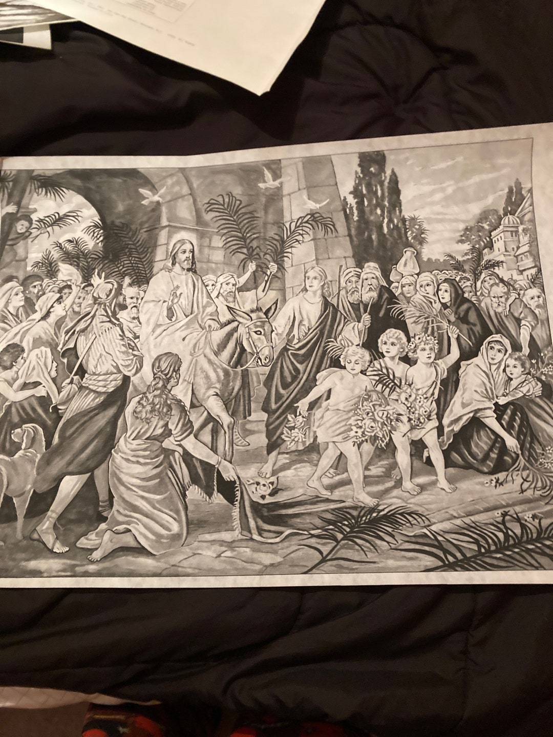 Vintage Trichem triumphal Entry, Jesus on the Colt is 18x24 Picture ...