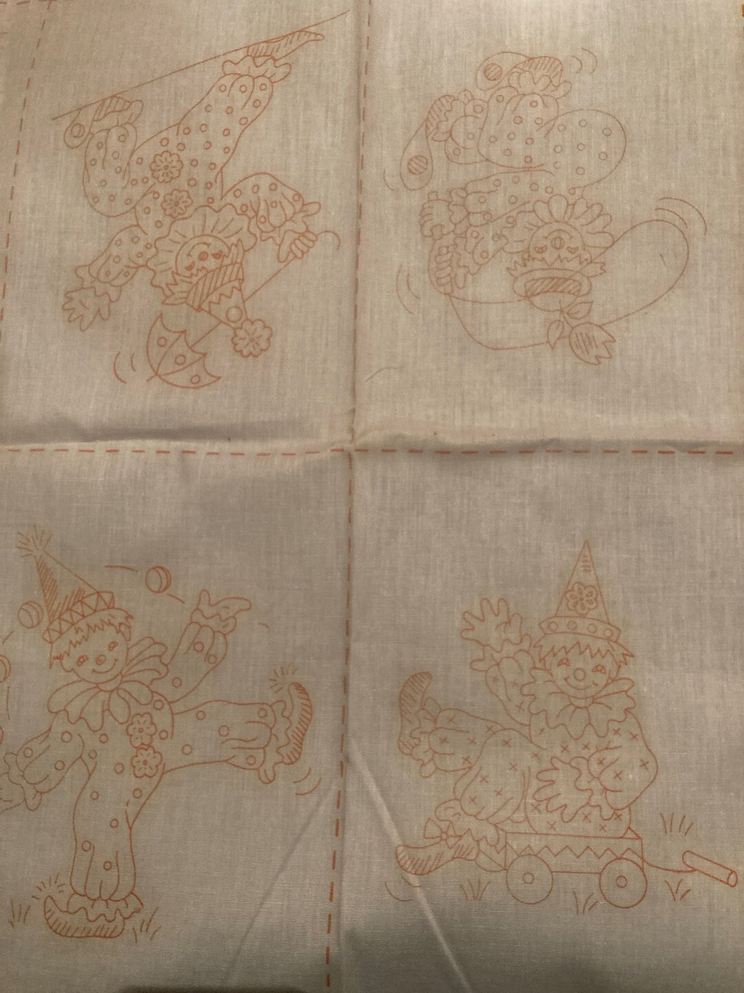 Vintage Tri-chem Clown Quilt Squares. Four Different Designs Ready to ...
