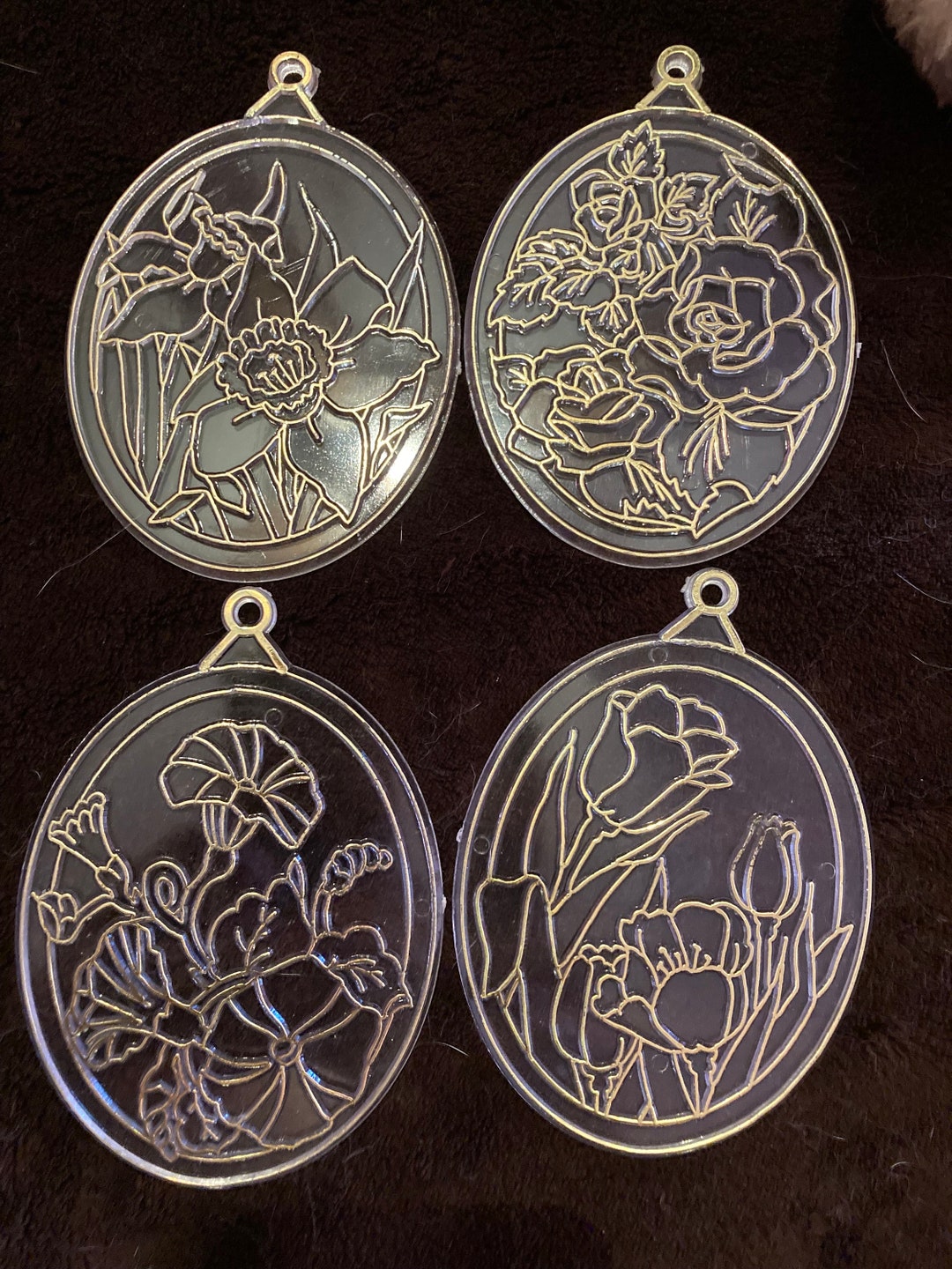 Vintage Tri-chem Set of 4 Flower Sun Catchers for Use With Trichem ...