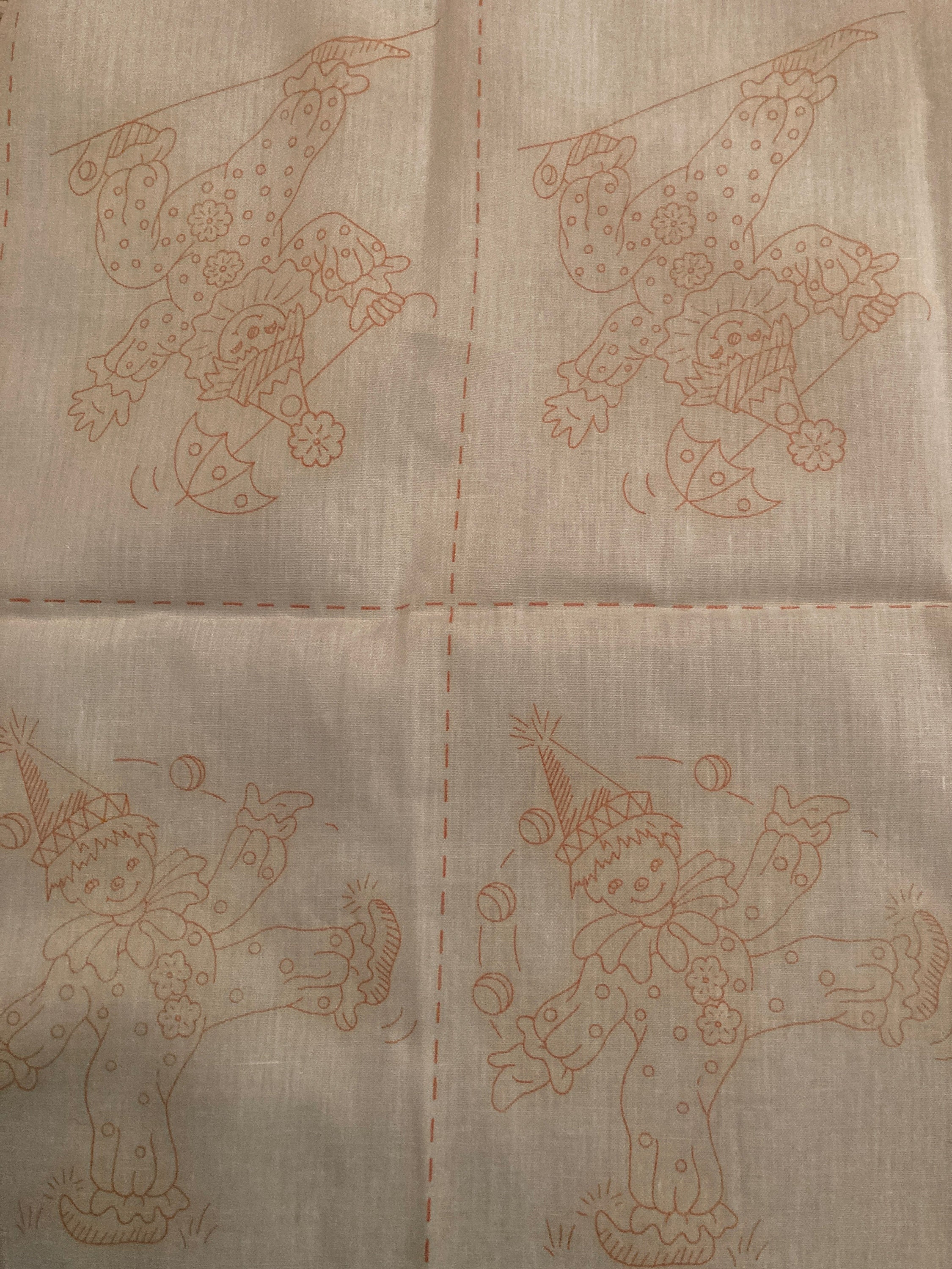 Vintage Tri-chem Clown Quilt Squares. Four Different Designs Ready to ...