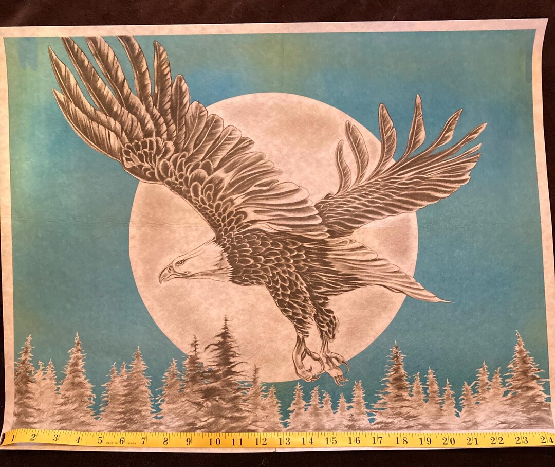 Vintage Trichem Eagle Over Moon Printed Picture for Use With Trichem ...