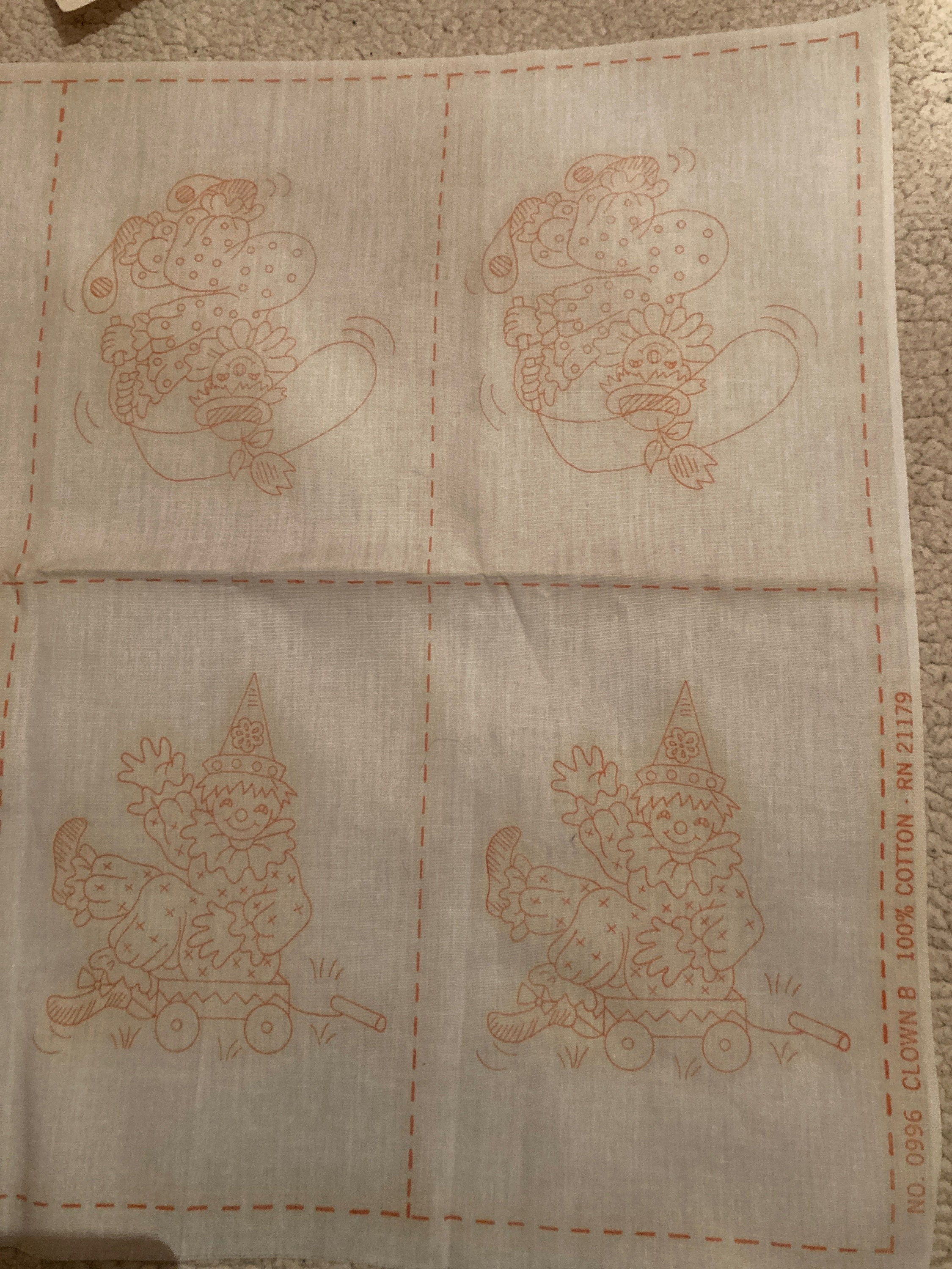 Vintage Tri-chem Clown Quilt Squares. Four Different Designs Ready to ...