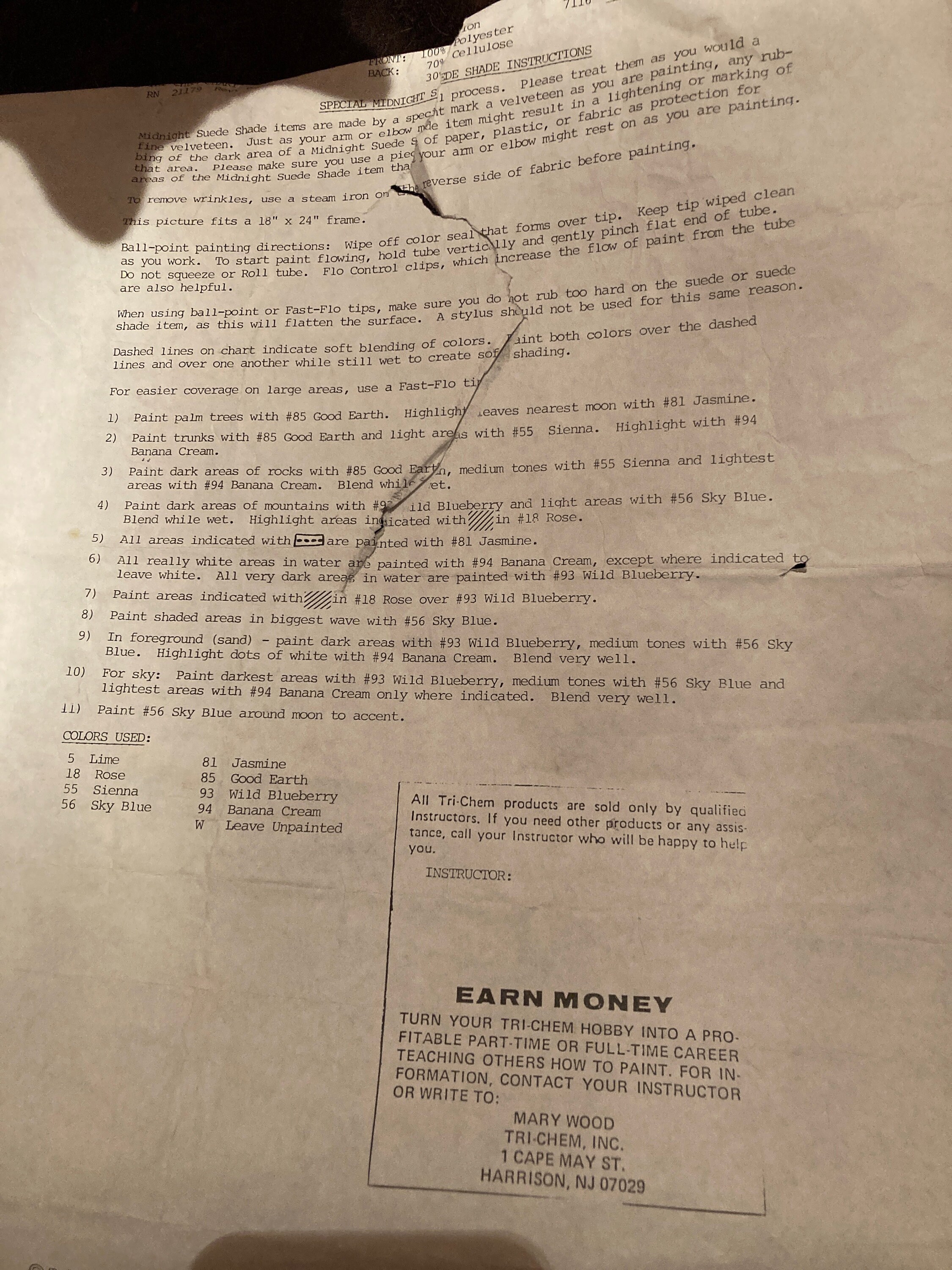 Vintage Tri Chem Tropical Moonlight Preshaded 24x18 Picture Printed on ...