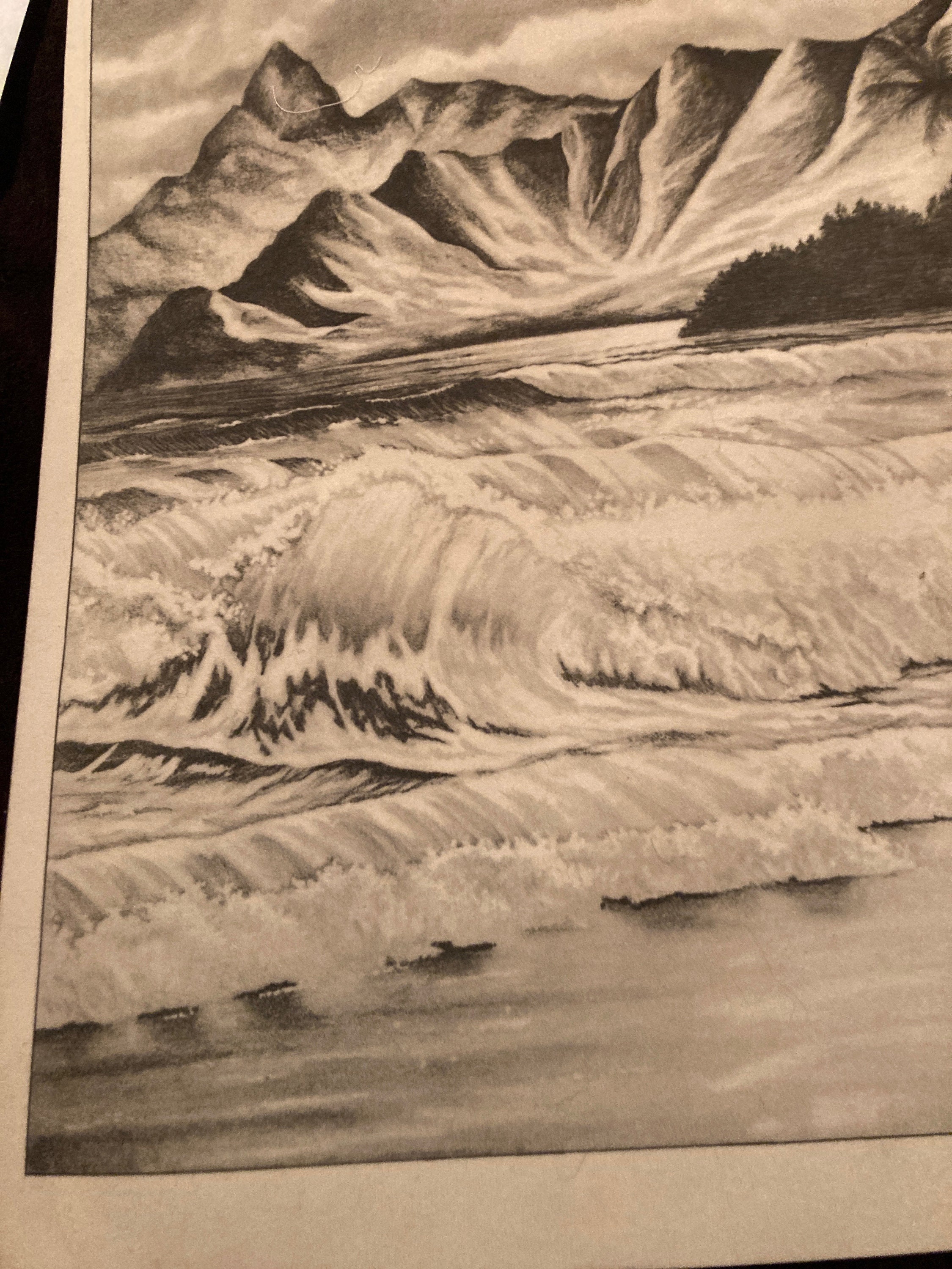 Vintage Tri Chem Tropical Moonlight Preshaded 24x18 Picture Printed on ...