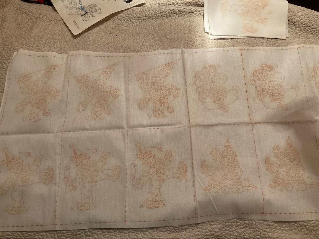 Vintage Tri-chem Clown Quilt Squares. Four Different Designs Ready to ...