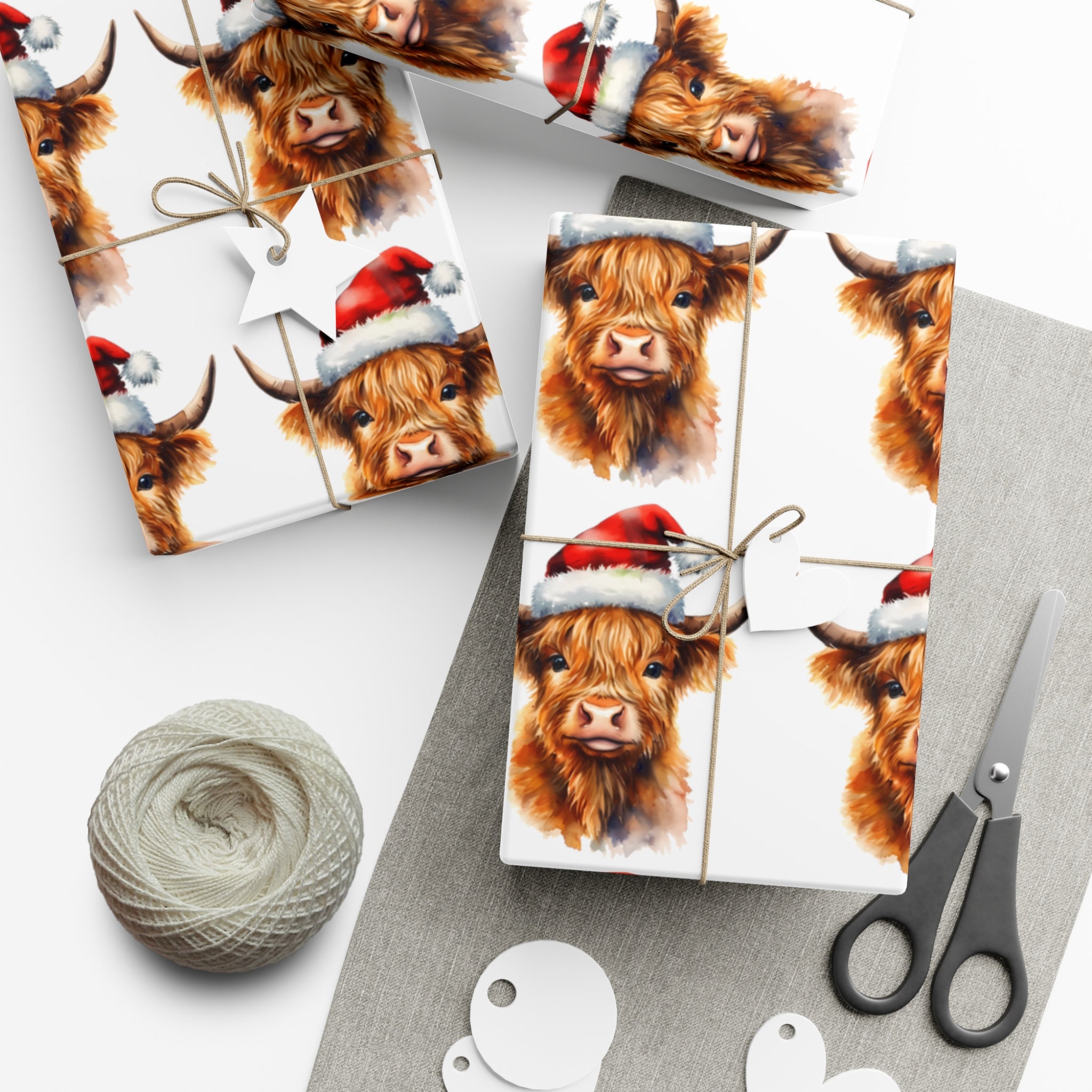 Highland Cow Christmas Wrapping Paper, Cow Christmas, Highland ...