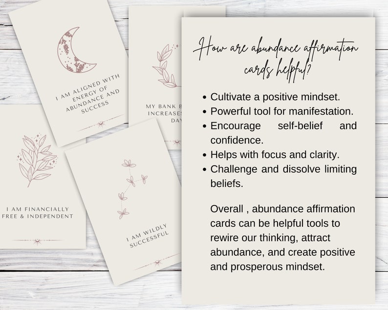 Abundance and Wealth Affirmation Cards, Financial Abundance, Positive ...