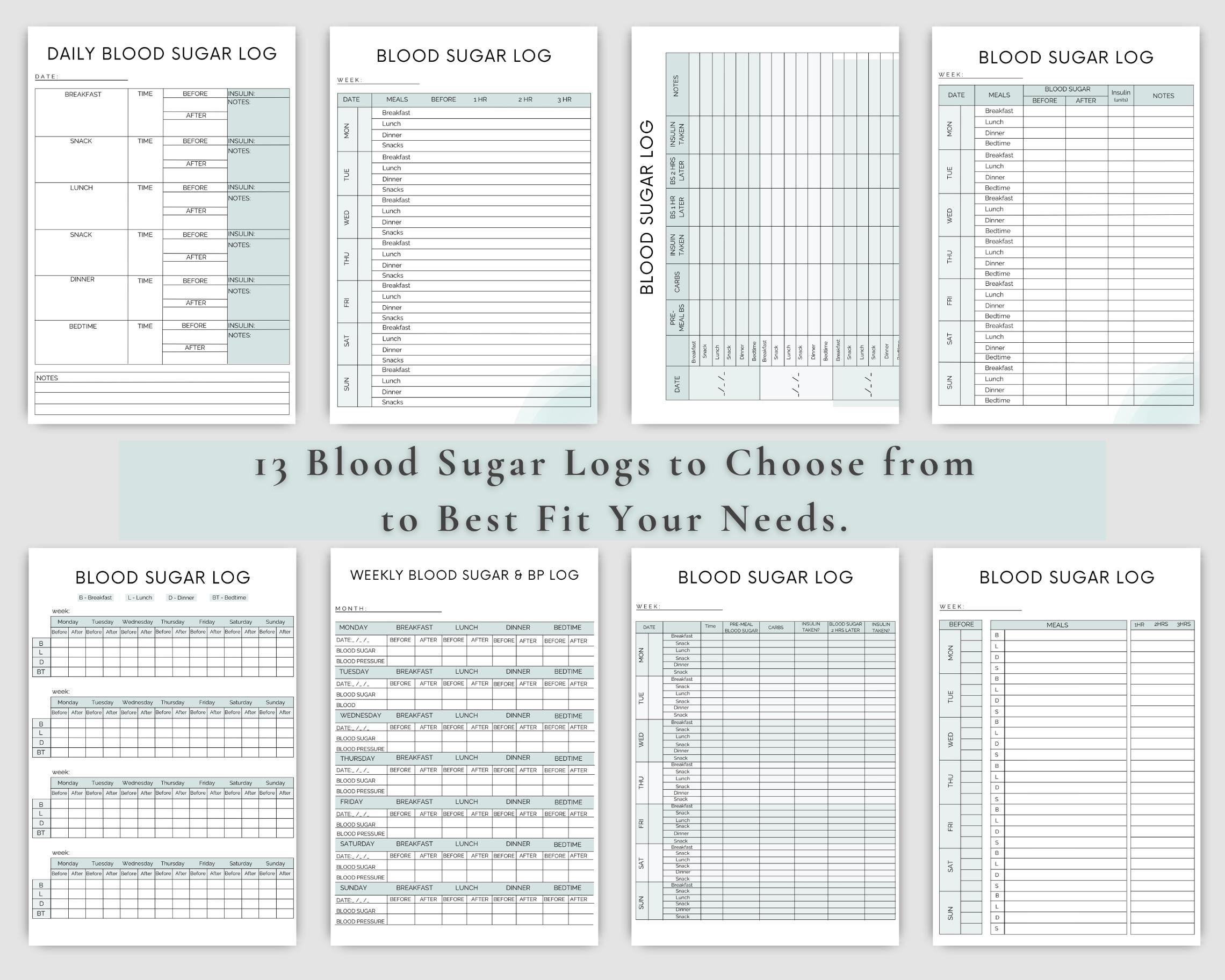 Printable Diabetes Log and Health Journal | Diabetes Tracker | Blood ...
