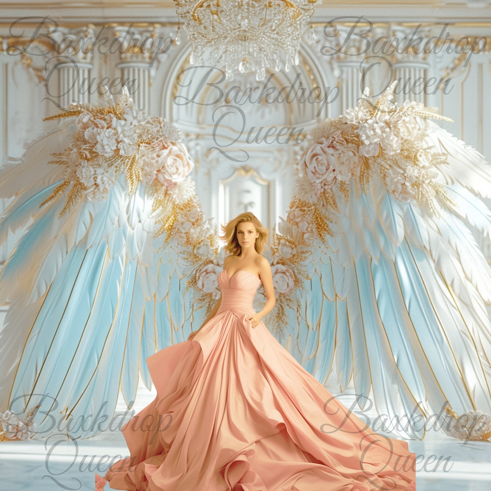 5 Image Blue Angel Wing Digital Background Maternity Backdrop Overlay ...