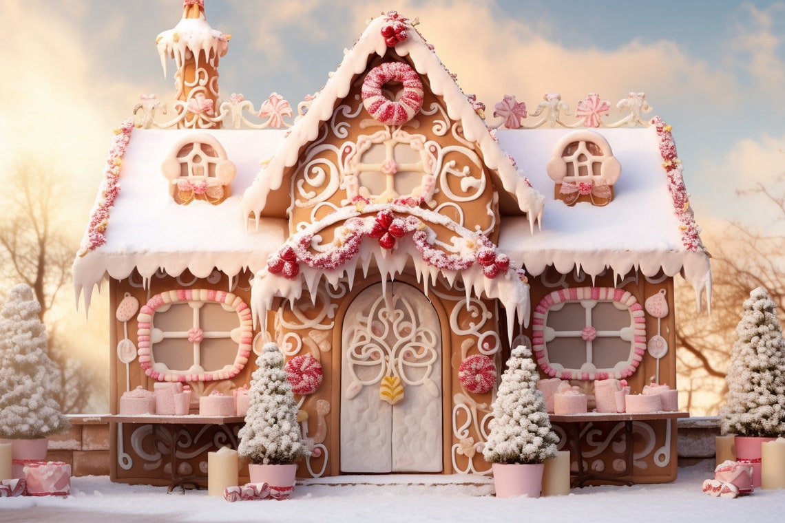 4 Image Christmas Gingerbread House Man Digital Backdrop Photo Overlay ...