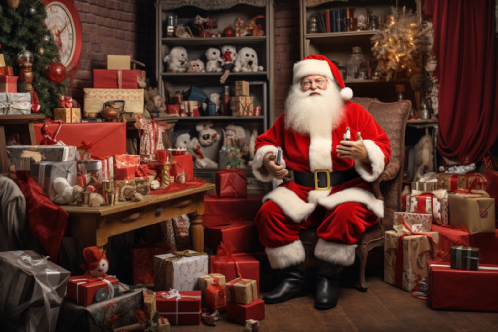 12 Image Santa Claus Work Shop Digital Backdrop Photo Overlay,christmas ...